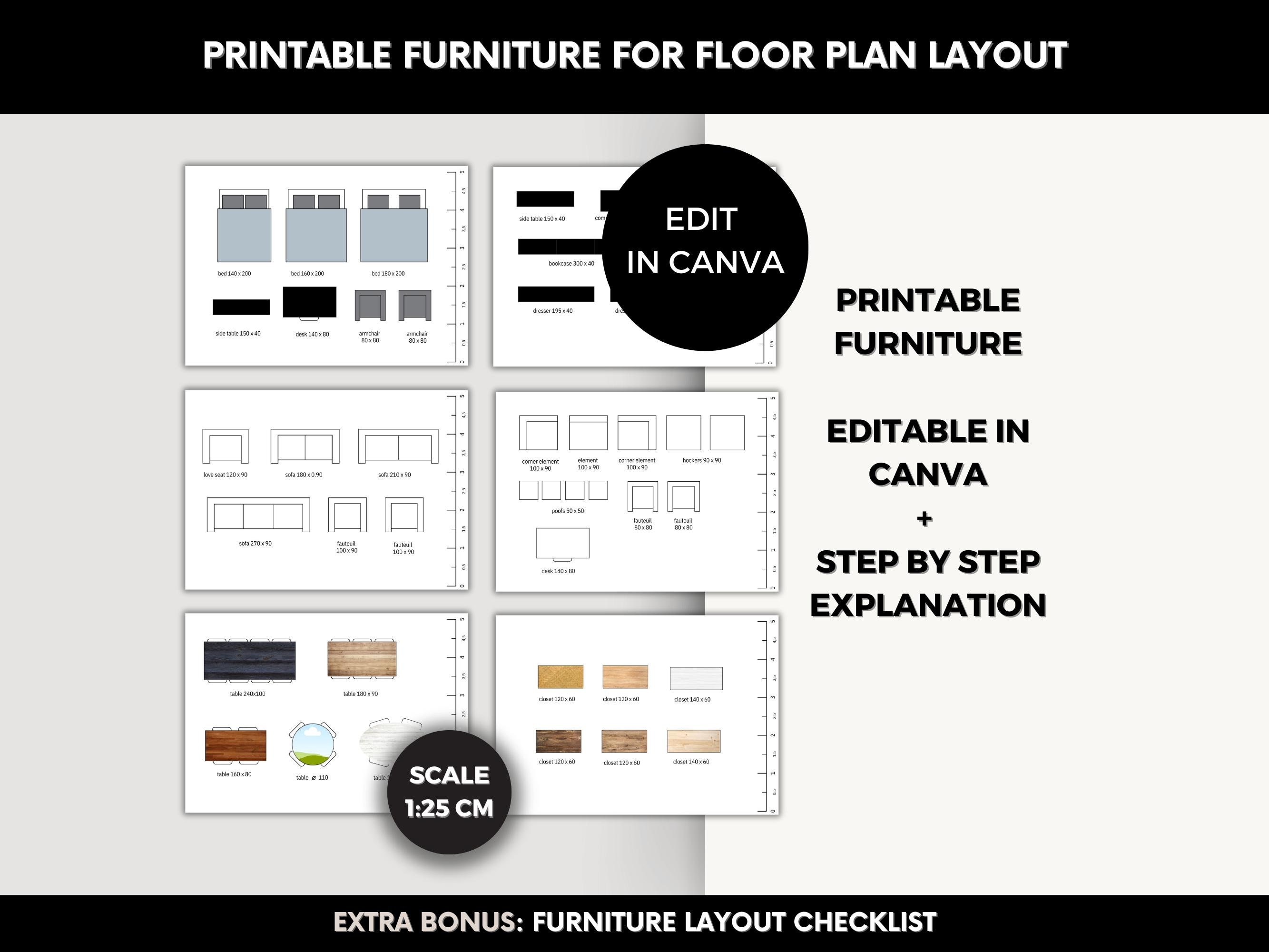 Editable Furniture Template Kit, DIY Floor Plan & Room Design in Canva ...