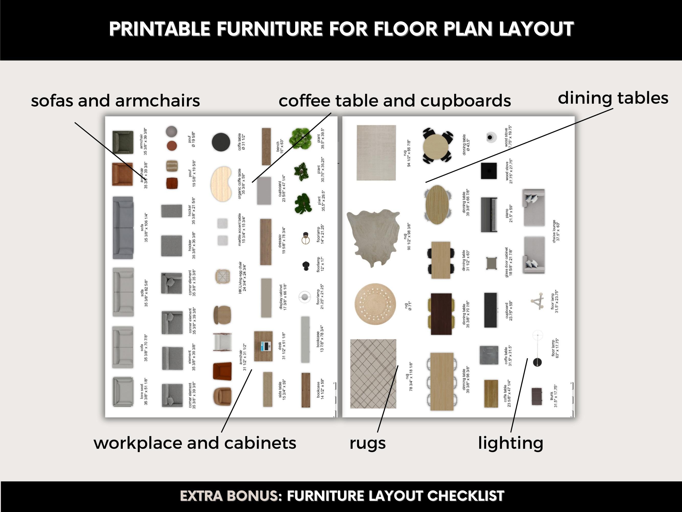 Furniture Printable Template Kit, DIY Floor Plan Kit, Furniture Layout ...