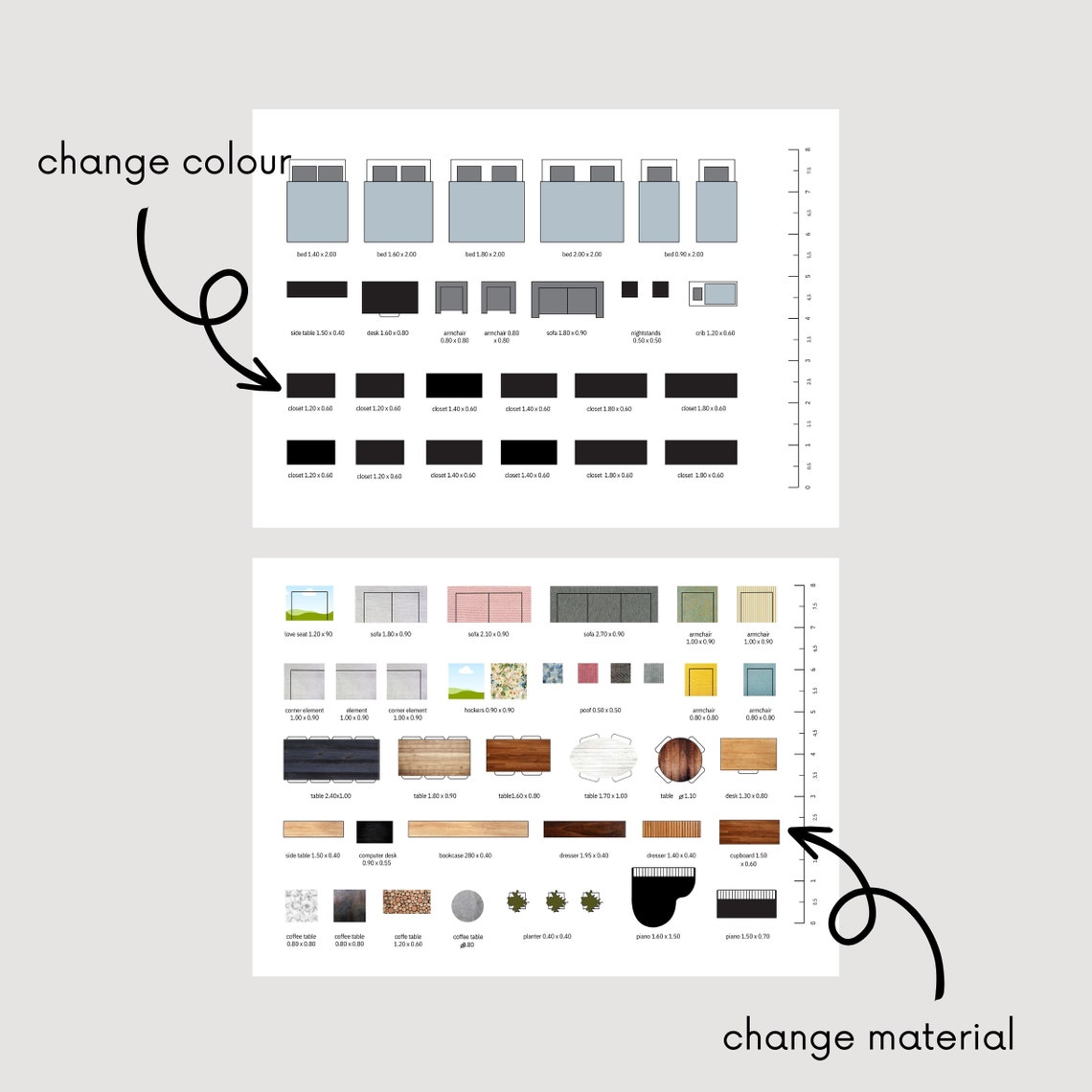 Printable Furniture Kit, Editable Furniture Kit, Customizable Furniture ...