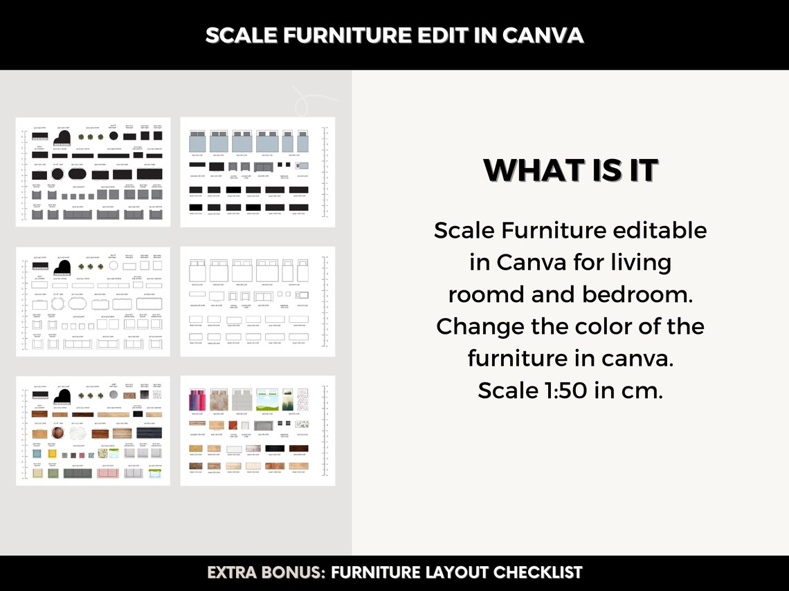 Editable Furniture Template Kit, DIY Floor Plan & Room Design in Canva ...
