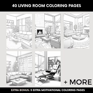 Relaxing Interior Design Coloring Book, 40 Printable Home Decor Pages ...