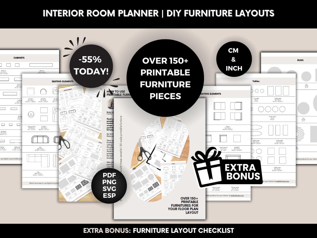 Printable Scale Furniture Templates, DIY Custom Floor Plan Design, Home ...
