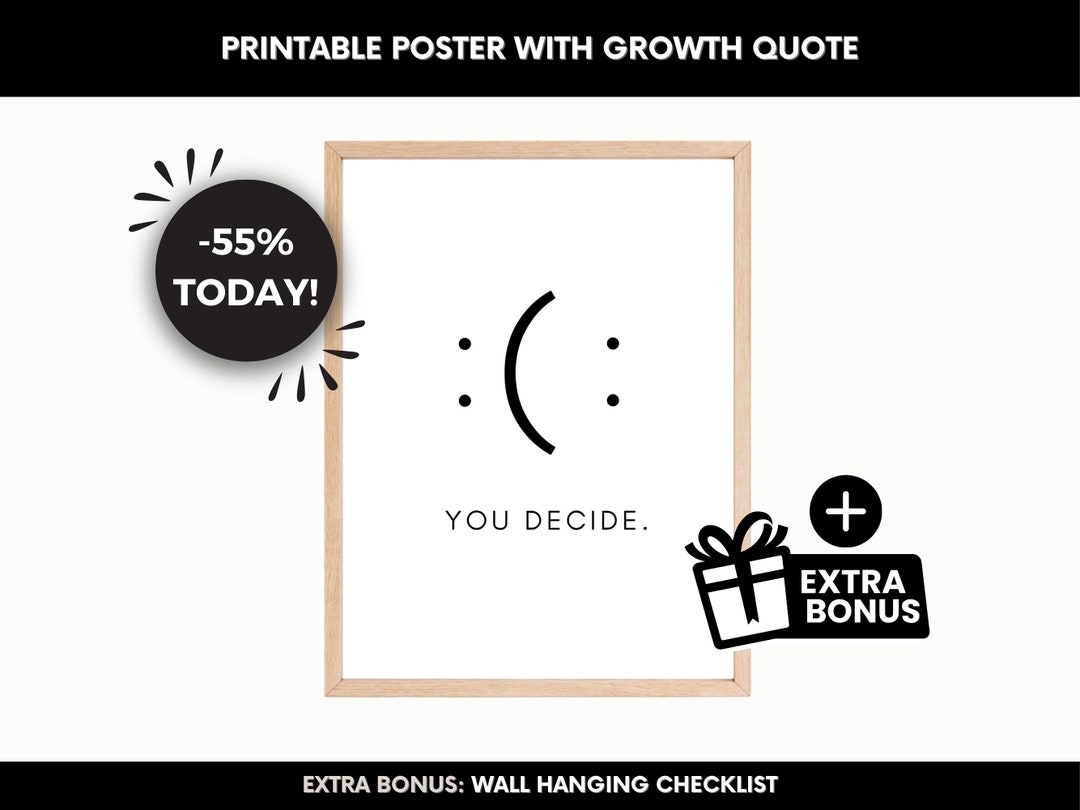 Inspirational Quote Wall Art, Digital Download, Black and White ...