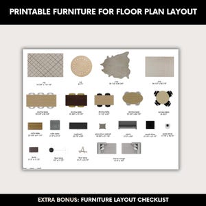 Printable Scale Furniture Cutouts for Living Room Floorplan, Living ...