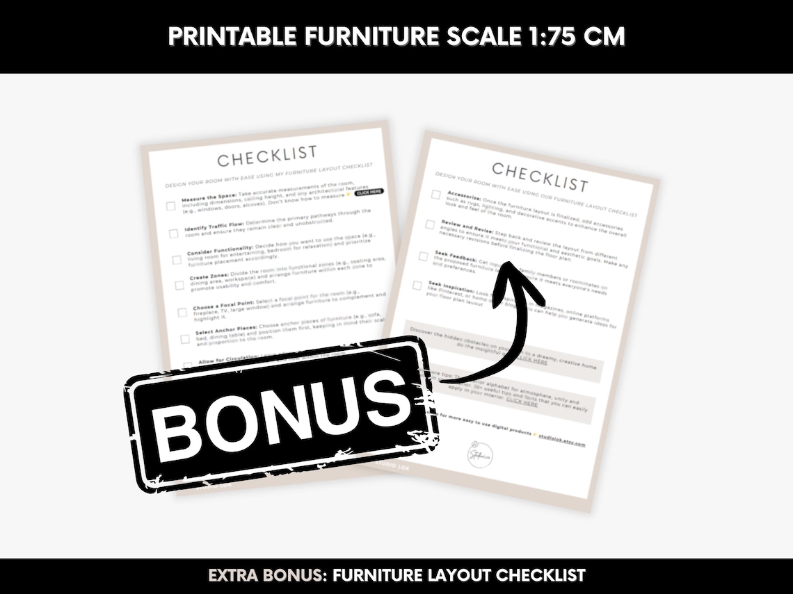 Printable Scale Furniture Template, 1:75 Interior Design Floor Plan Kit ...
