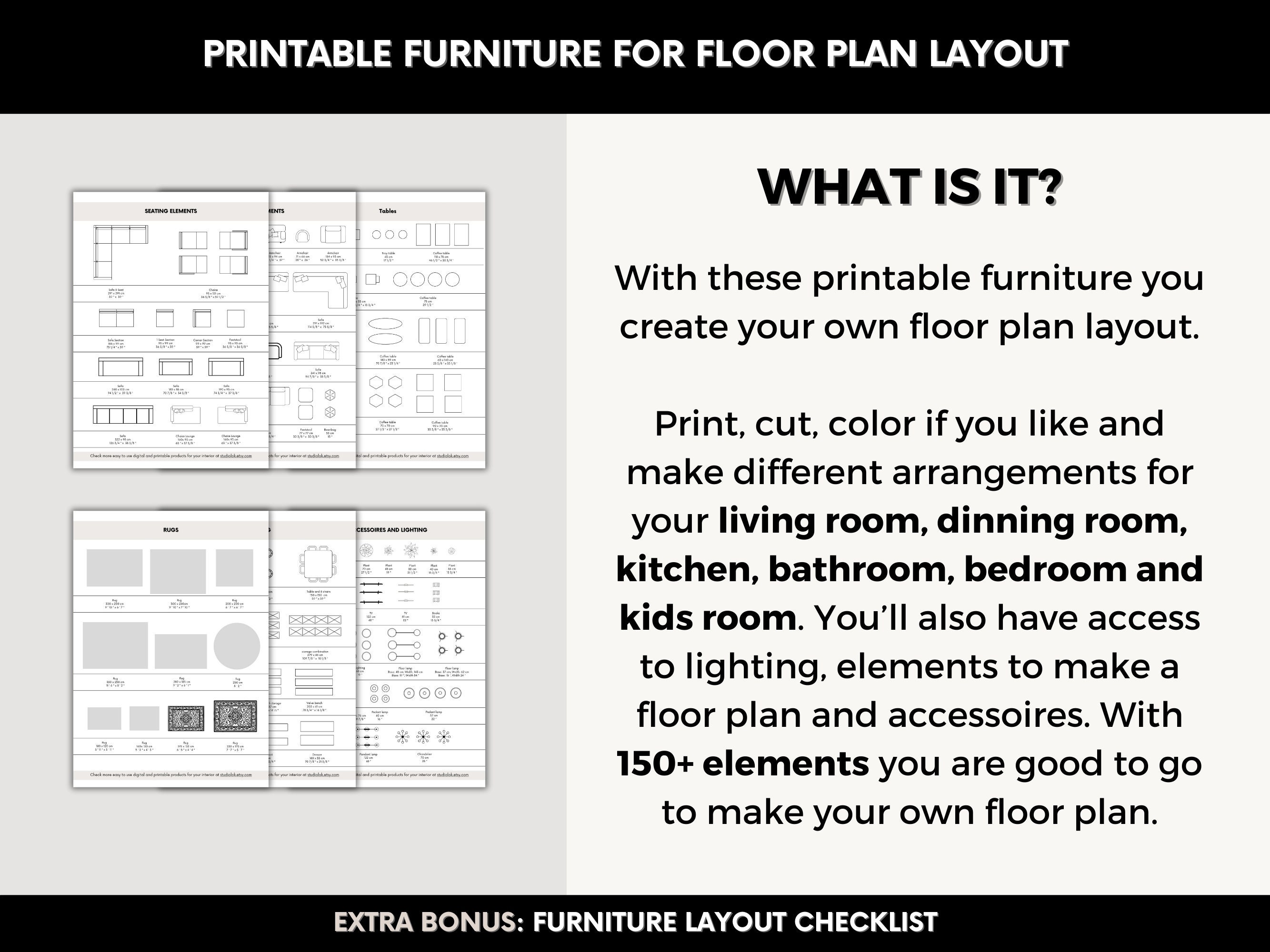 Printable Scale Furniture Templates Interior Design 1:50 Scale DIY ...