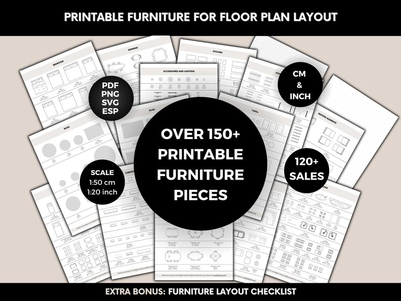 Printable Scale Furniture Templates Interior Design 1:50 Scale DIY ...