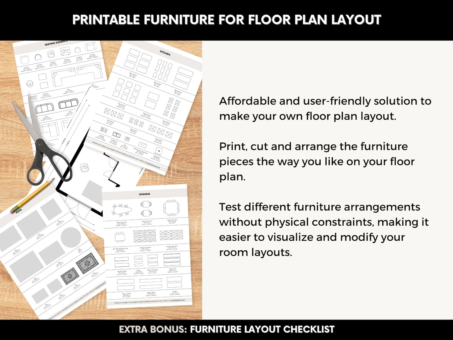 Printable Scale Furniture Templates Interior Design 1:50 Scale DIY ...