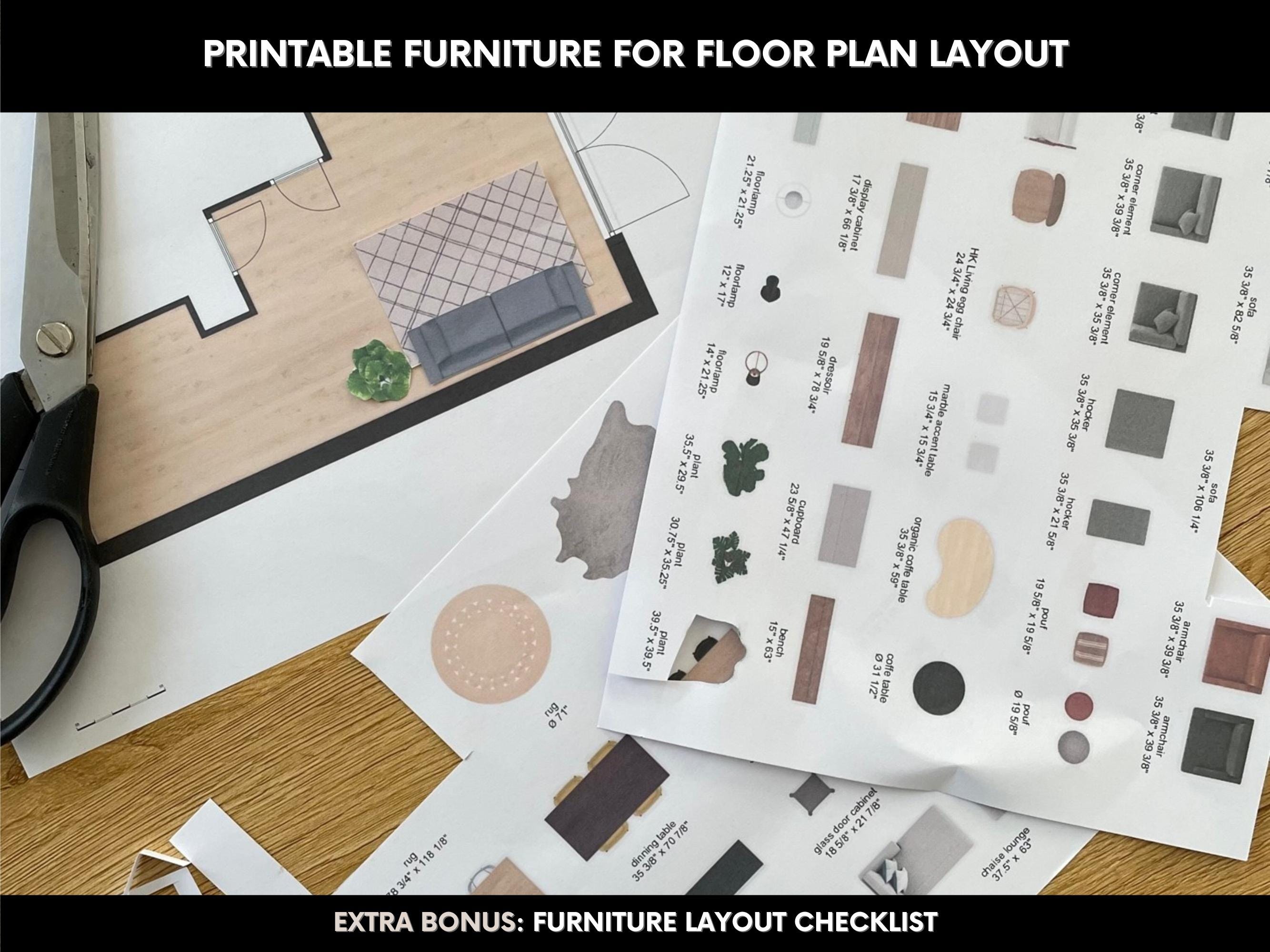 Printable Scale Furniture Cutouts for Living Room Floorplan, Living ...