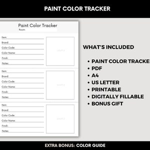 Paint Color Palette Printable, Paint Color Tracker, Color Brand, Colour ...