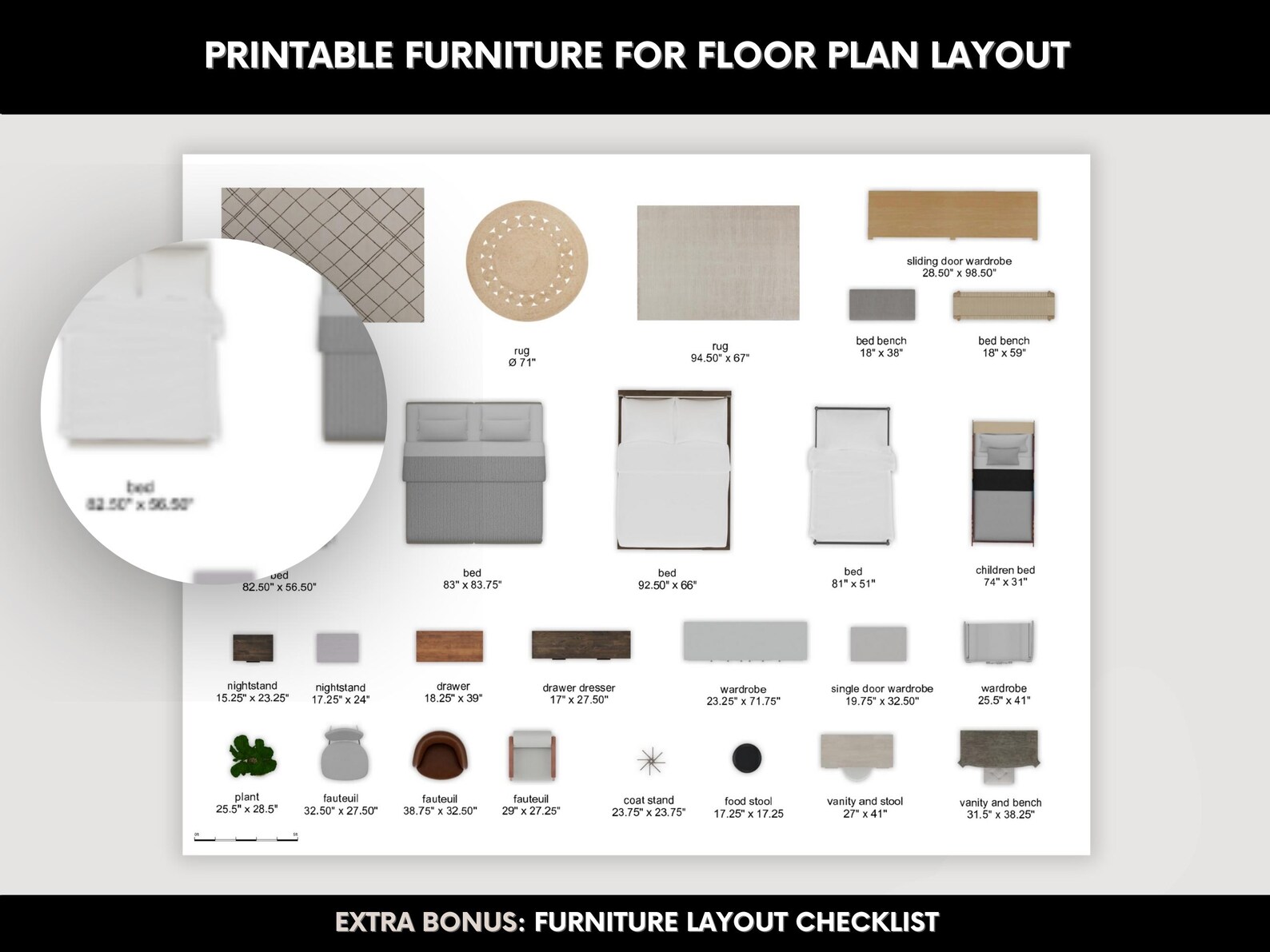 Printable Furniture Bedroom Template, Bedroom Design Kit, Bedroom ...