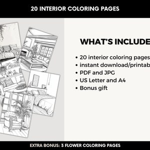 Cozy Home Coloring Pages, Living Room, Kitchen, Bedroom, Bathroom ...
