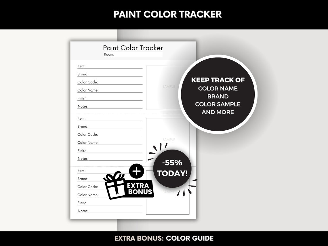 Paint Color Palette Printable, Paint Color Tracker, Color Brand, Colour ...