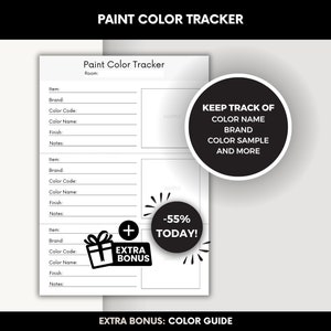 Paint Color Palette Printable, Paint Color Tracker, Color Brand, Colour ...