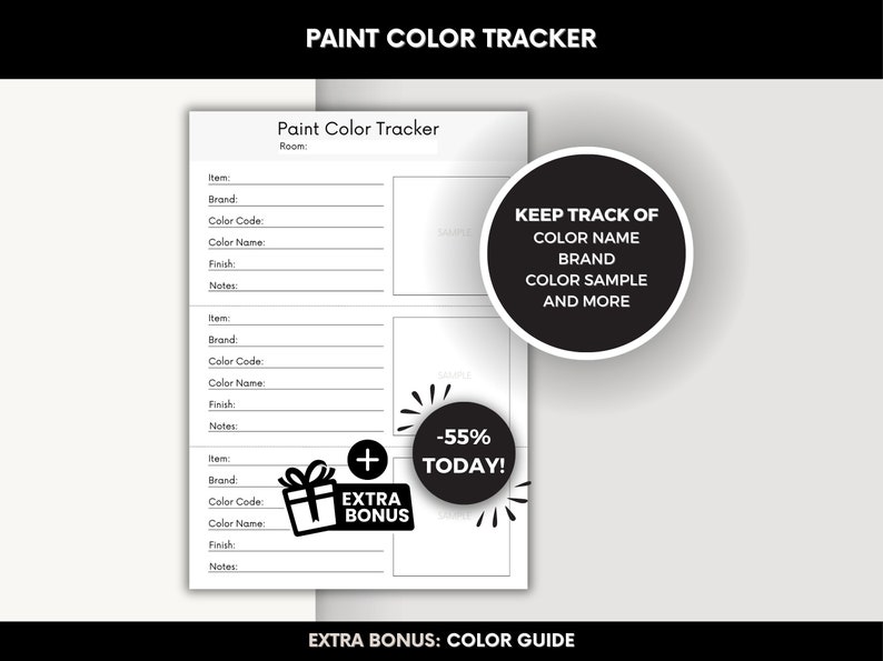 Paint Color Palette Printable, Paint Color Tracker, Color Brand, Colour ...