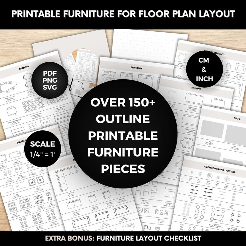 Scale Furniture Templates - Etsy