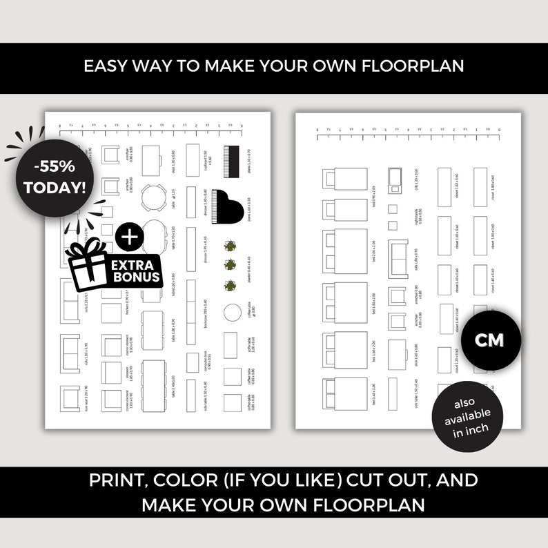 Printable Template Scale Furniture A4 Coloring Page Scale Furniture ...