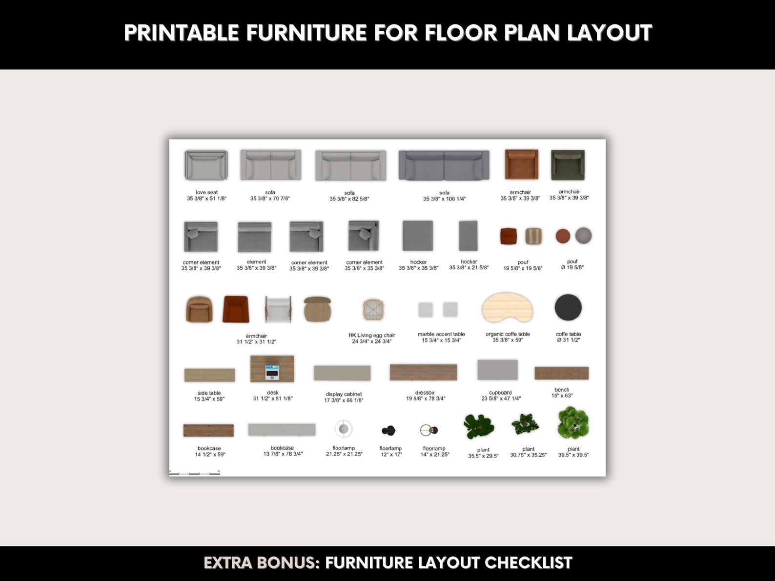 Furniture Printable Template Kit, DIY Floor Plan Kit, Furniture Layout ...