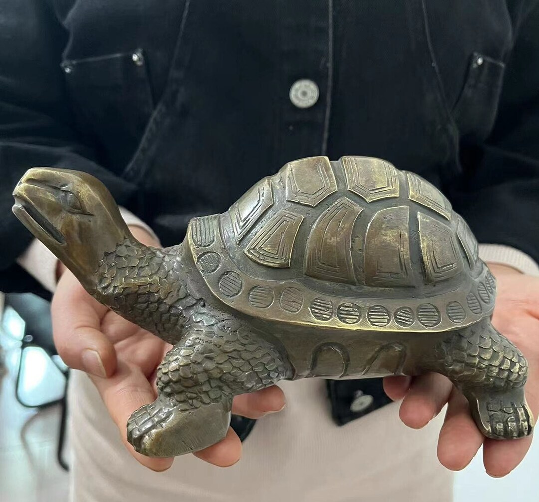 Large Fine Copper Brass Turtle Statue Decoration Brass Sea Turtle ...