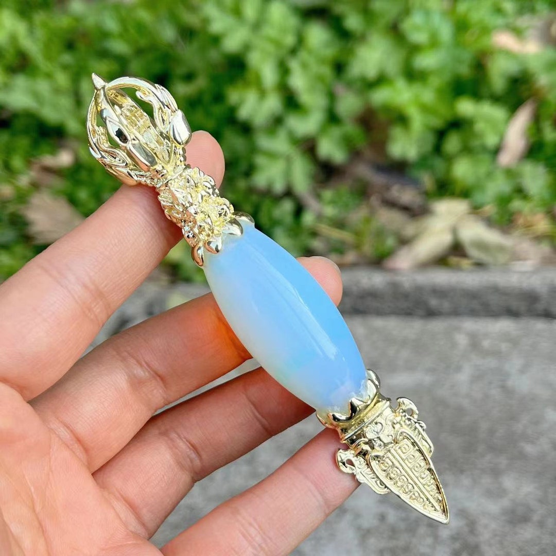 Tibetan Golden Aventurine Jade Buddhism Vajra Demon Subduing Pestle ...