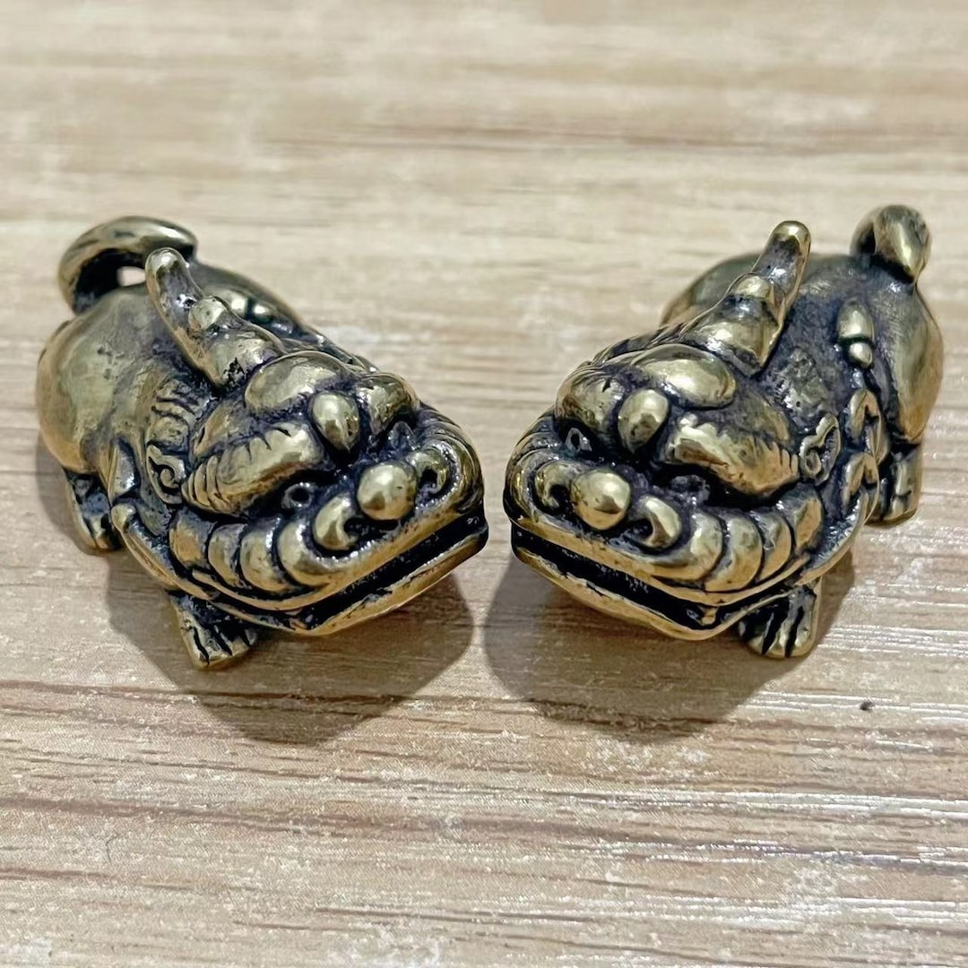 A Pair Mini Wealth Pixiu Statue Feng Shui Decor Pendants,copper Kylin ...