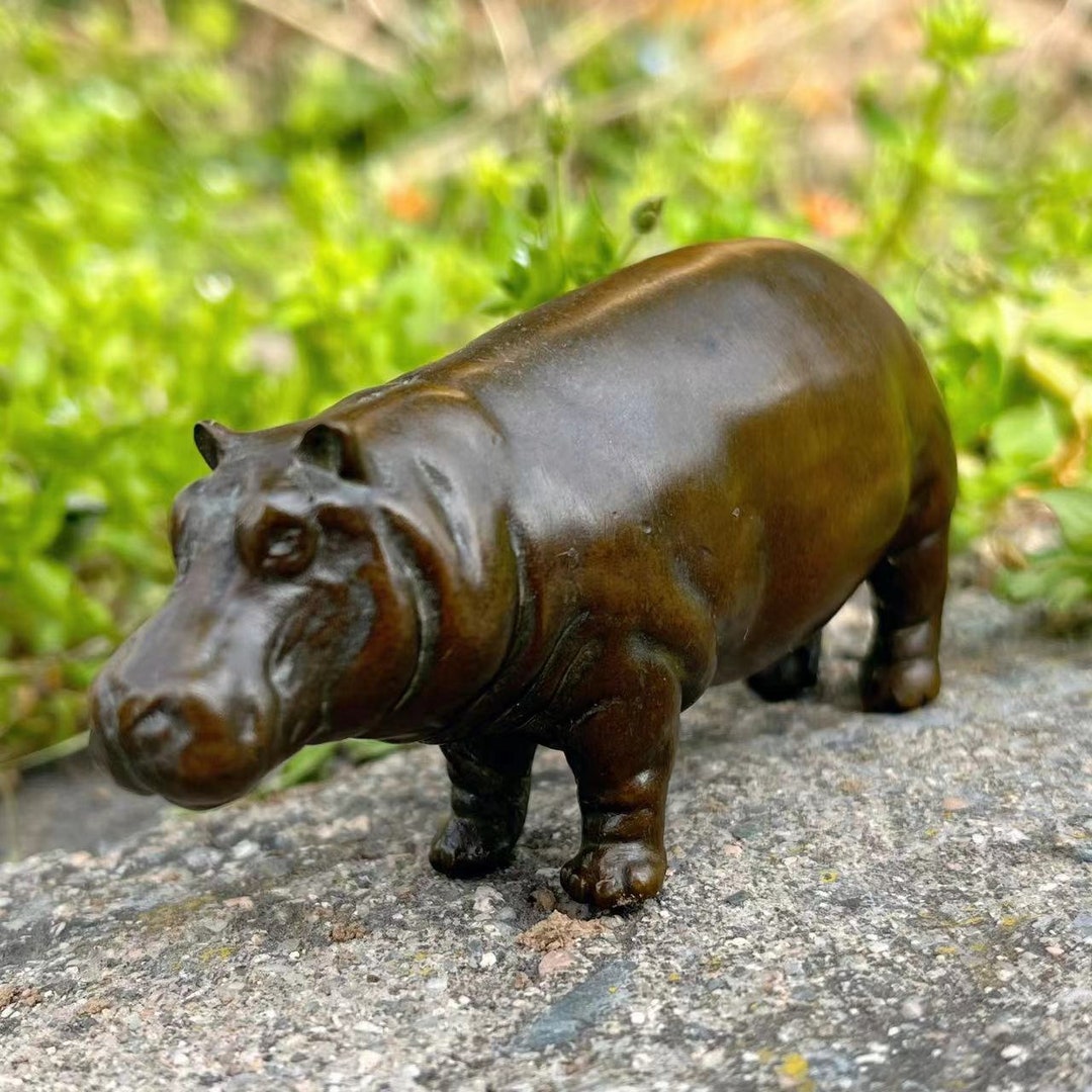 Little Antique Copper Hippo Ornament,copper Hippopotamus Solid Hippo ...