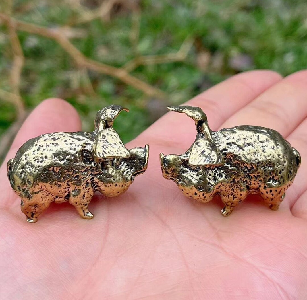 2pcs Mini Copper Fat Pig Copper French Pig Statue Pendant , Brass Art ...