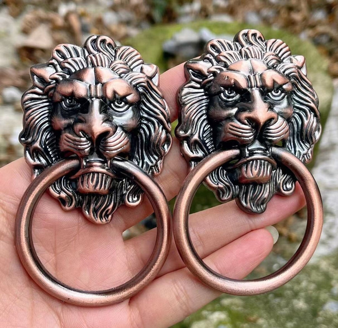 Copper Tiger Lion Beast Head Door Rings Old-style Drawer Pull Ring Door ...