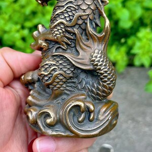 Feng Shui Copper Dragon Statue Crafts ,lucky Fortune Wealth Golden ...