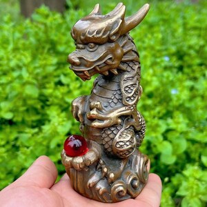 Feng Shui Copper Dragon Statue Crafts ,lucky Fortune Wealth Golden ...