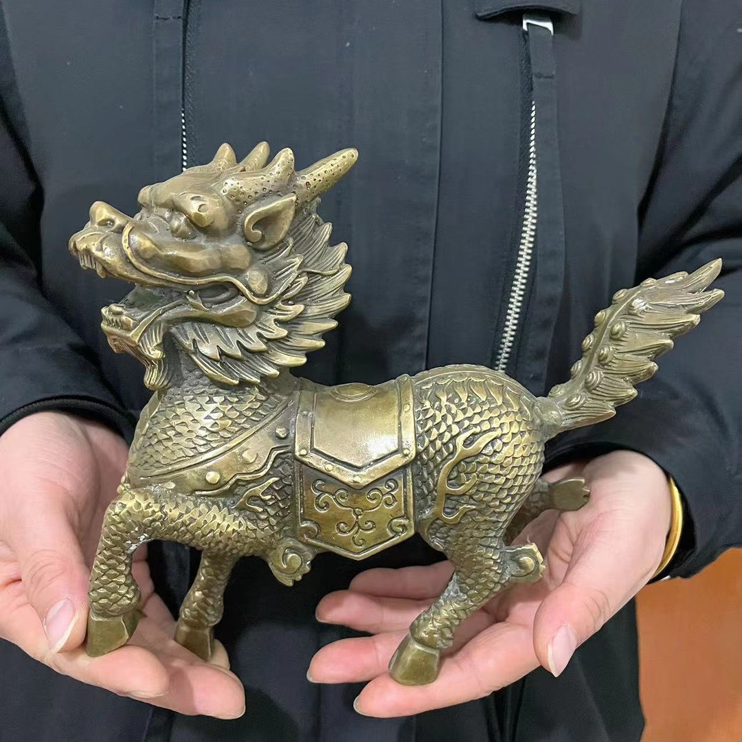 1pic Brass Copper Feng Shui Qilin Kei Loons Dragon Horse Heavenly ...