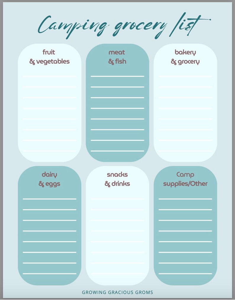 Camping Meal Planner - Etsy