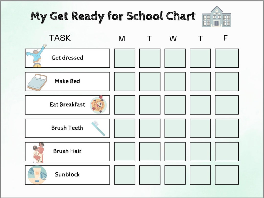 Get Ready for School Chart - Etsy