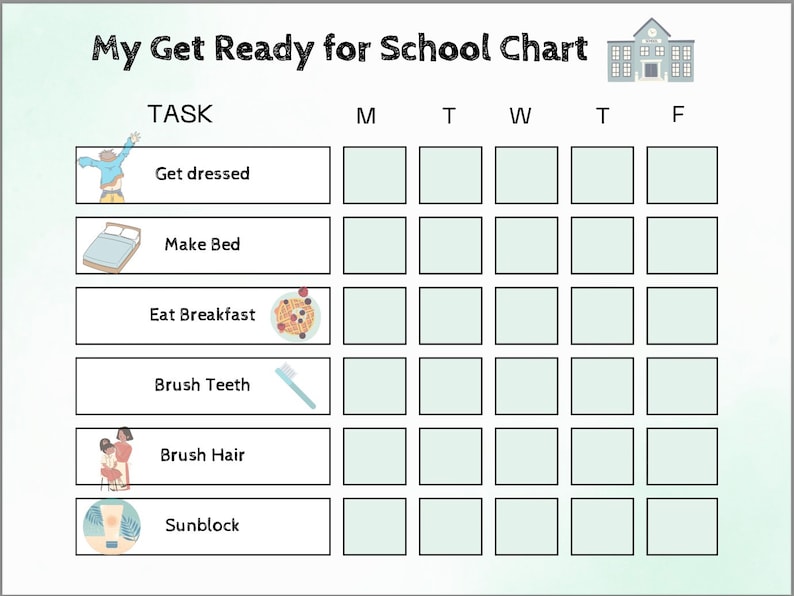 Get Ready for School Chart - Etsy
