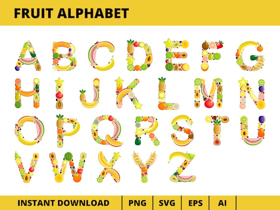 Fruit Alphabet Clipart