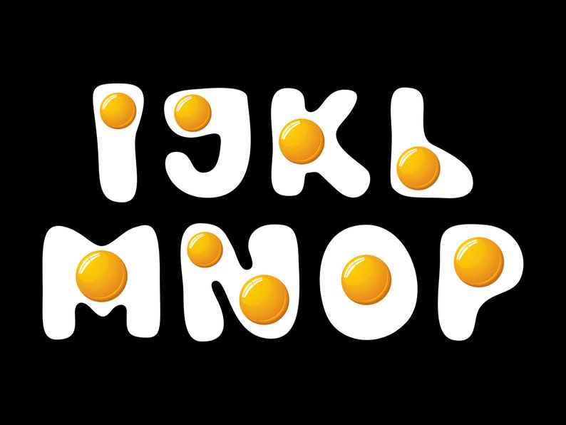 Fried Egg Alphabet Clipart, Sunny Side Alphabet Vector Png Svg Eps Ai ...