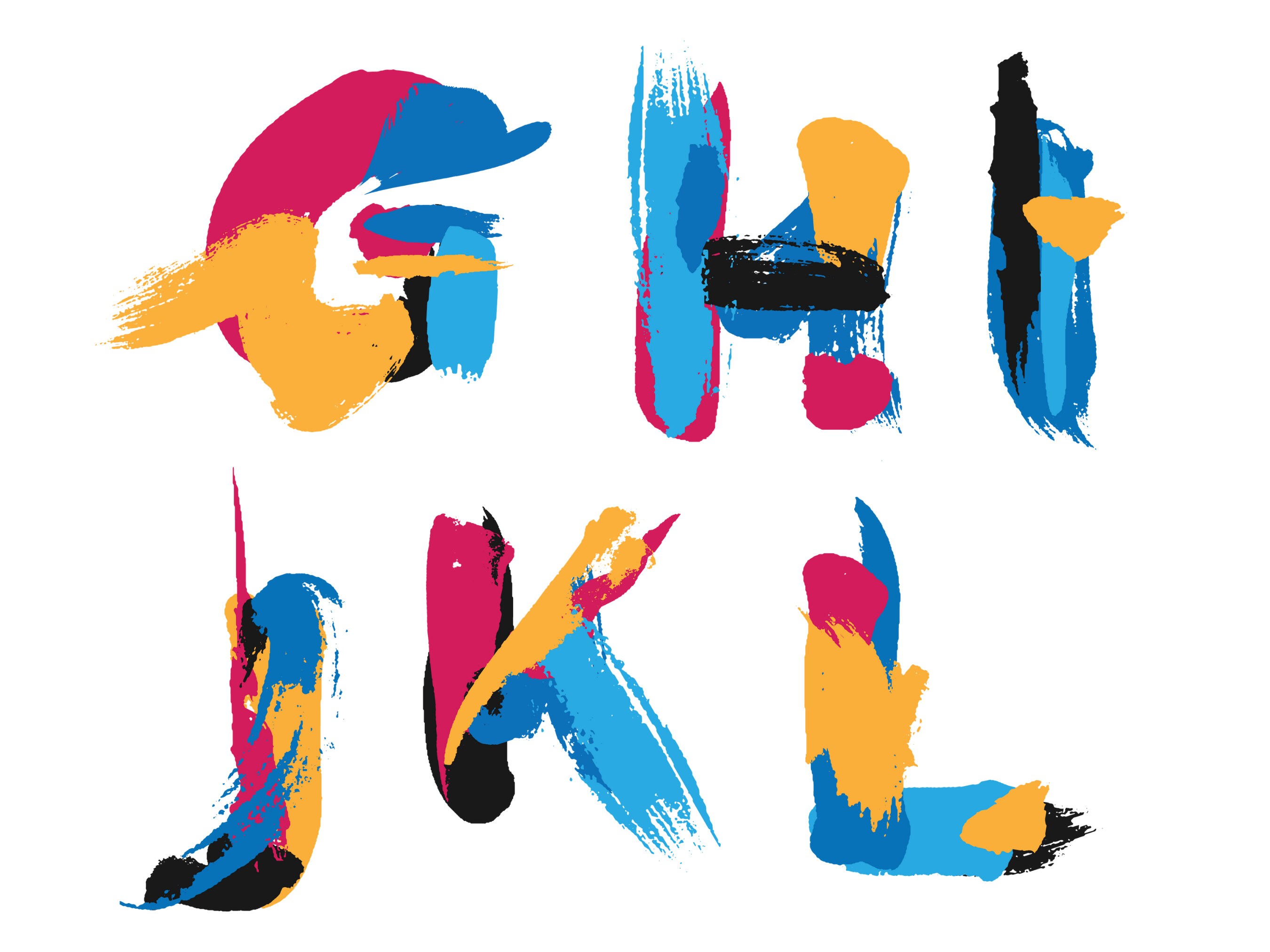 Paint Brush Alphabet Clipart, Water Color Brush Alphabet Vector Png Svg ...