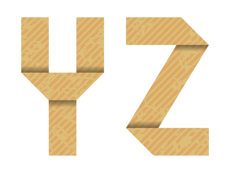 Old Paper Origami Alphabet Clipart, Folding Paper Alphabet Vector Png ...