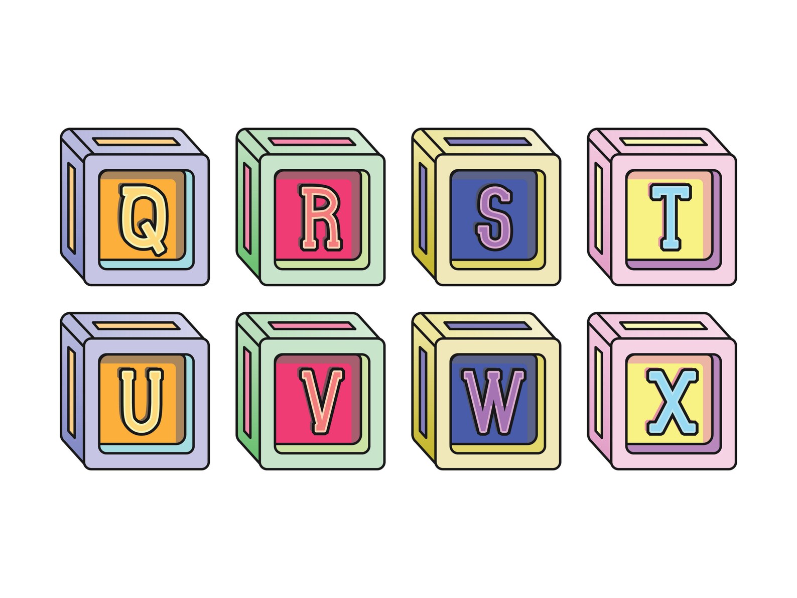 Colorful Baby Blocks Alphabet Clipart, Toy Blocks Alphabet Vector Png ...