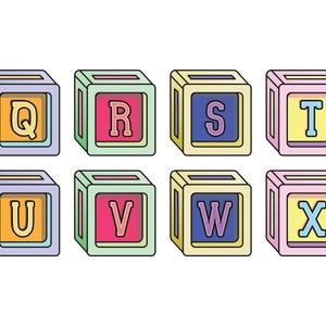 Colorful Baby Blocks Alphabet Clipart, Toy Blocks Alphabet Vector Png ...