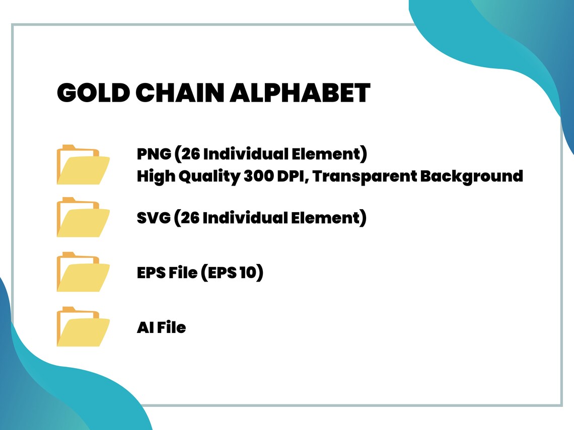 Gold Chain Alphabet Clipart Gold Chain Alphabet Vector Png - Etsy