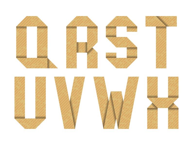 Old Paper Origami Alphabet Clipart, Folding Paper Alphabet Vector Png ...