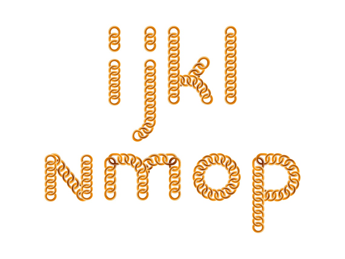 Gold Chain Alphabet Clipart Gold Chain Alphabet Vector Png - Etsy