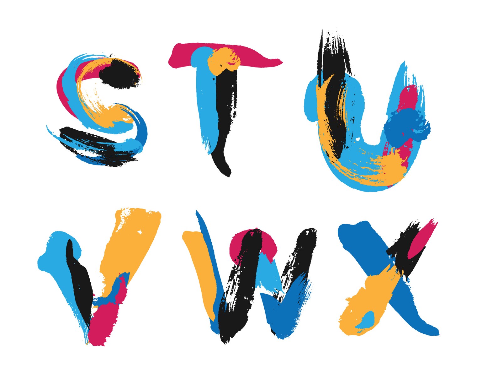 Paint Brush Alphabet Clipart, Water Color Brush Alphabet Vector Png Svg ...