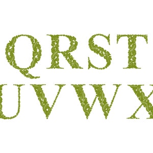 Green Leaves Alphabet Clipart, Leaf Alphabet Png Svg Eps Ai, Leaf Font ...