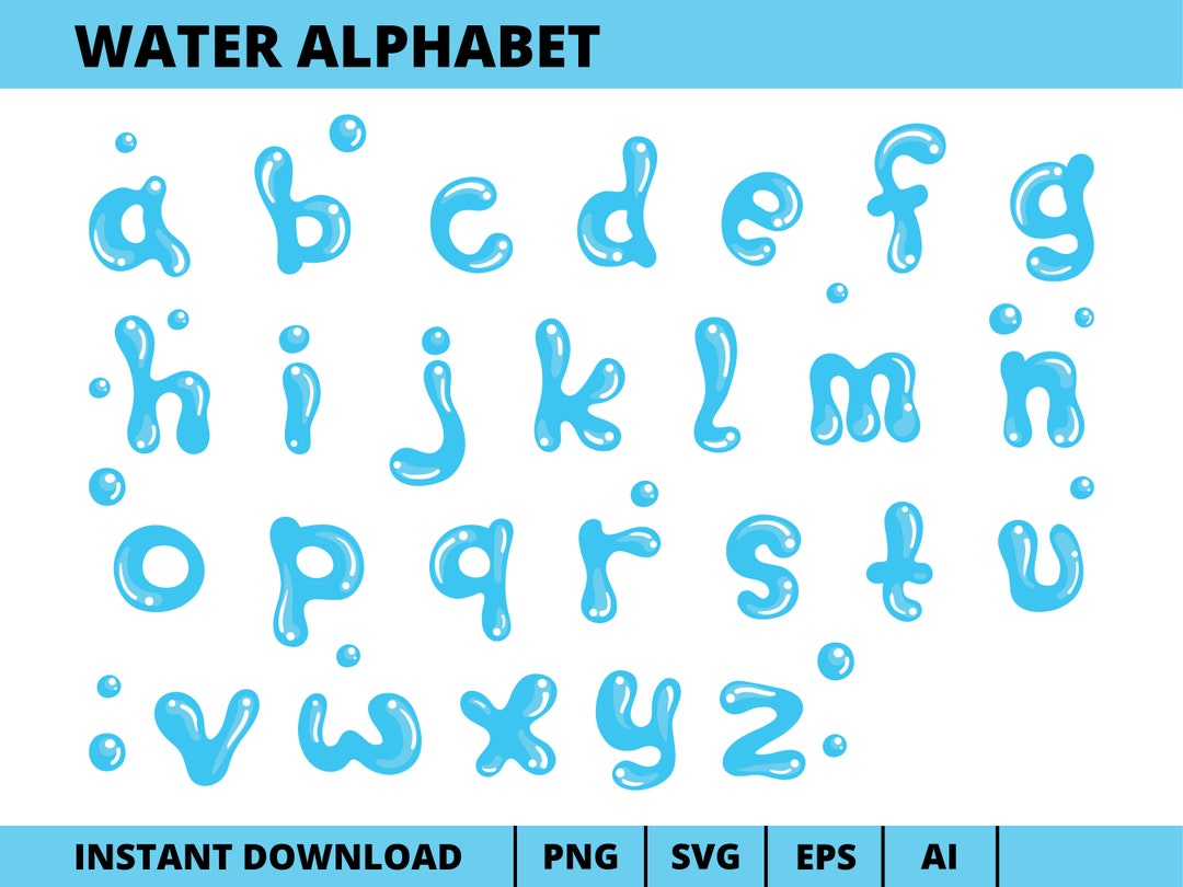 Water Alphabet Clipart, Water Splash Alphabet Vector Png Svg Eps Ai ...