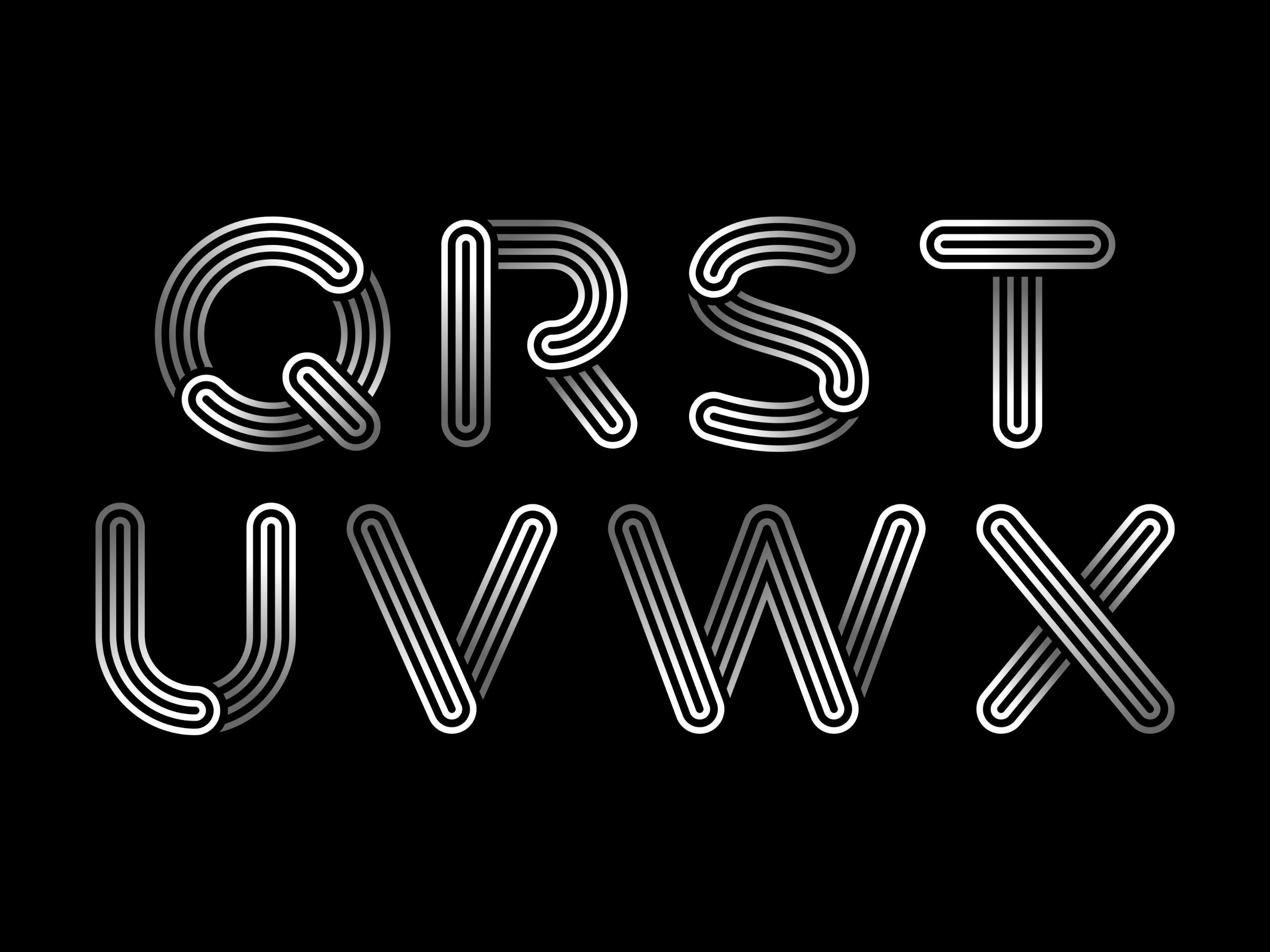 Metal Stripe Alphabet Clipart Metal Stripe Alphabet Vector - Etsy