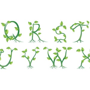 Plant Alphabet Clipart, Botanical Alphabet Vector Png Svg Eps Ai ...