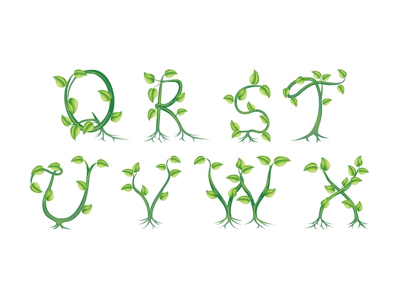 Plant Alphabet Clipart, Botanical Alphabet Vector Png Svg Eps Ai ...
