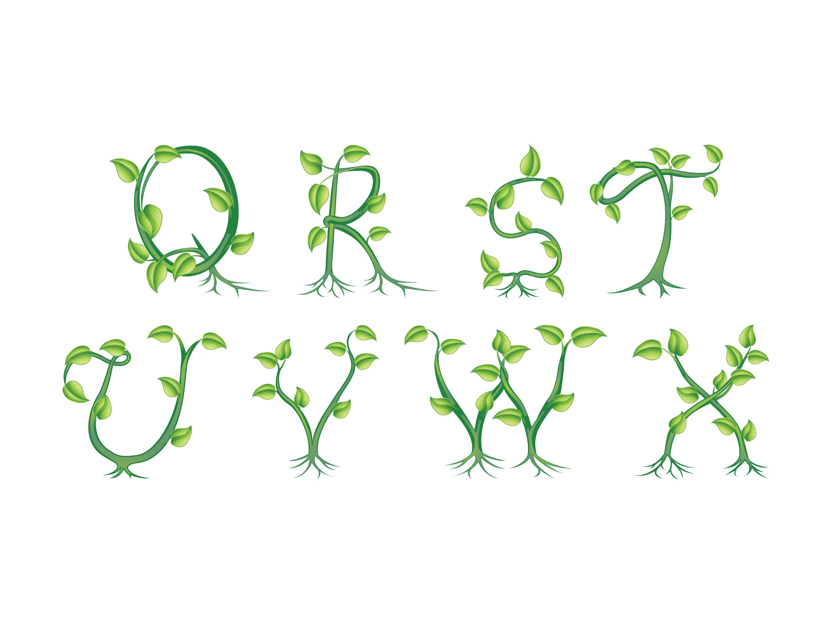 Plant Alphabet Clipart, Botanical Alphabet Vector Png Svg Eps Ai ...